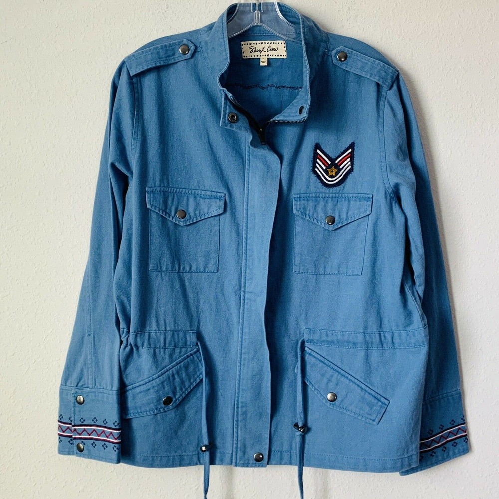 Sheryl Crow Blue Military Flag Utility Cargo Jacket - Gem